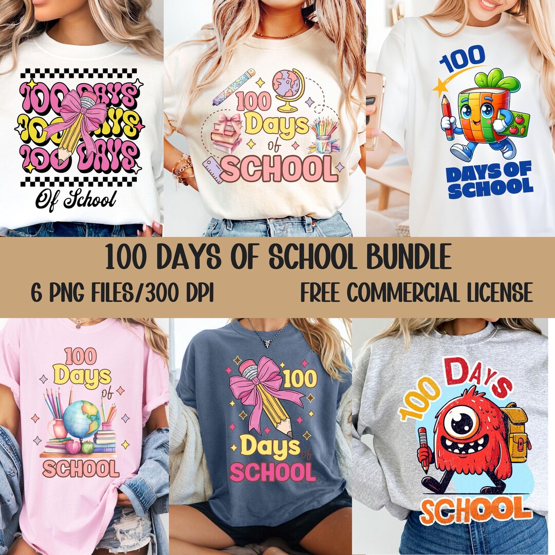 100 Days of School Bundle Png, Teacher 100 Days, Survived 100 Days of ...