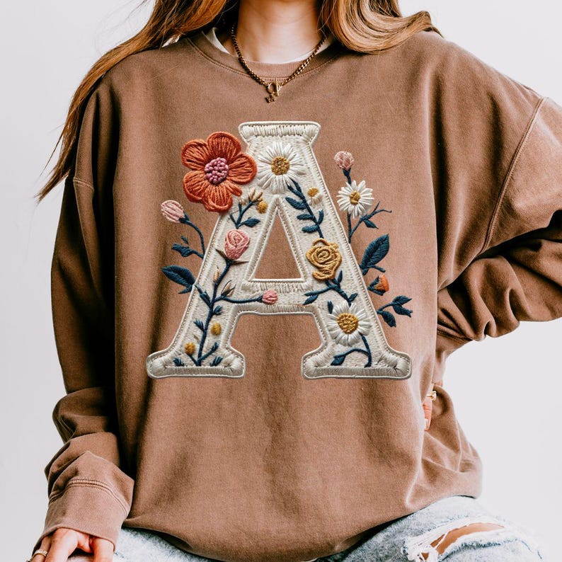 Preppy Floral Alphabet Png Bundle, Upper Lower Case Letters, Grand ...