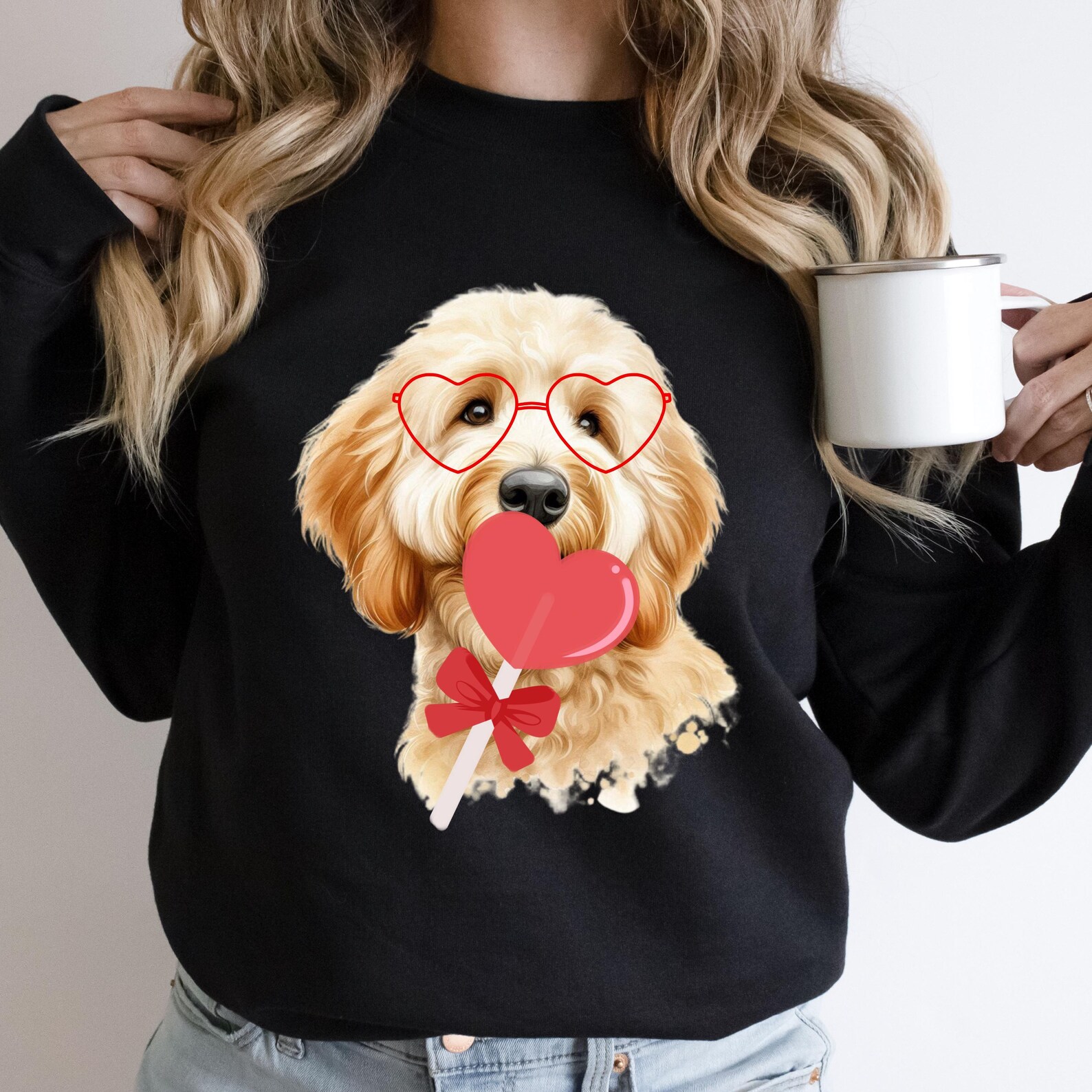 Goldendoodle Valentine PNG, Doodle Mom Valentine Gift, Pink Lollipop ...