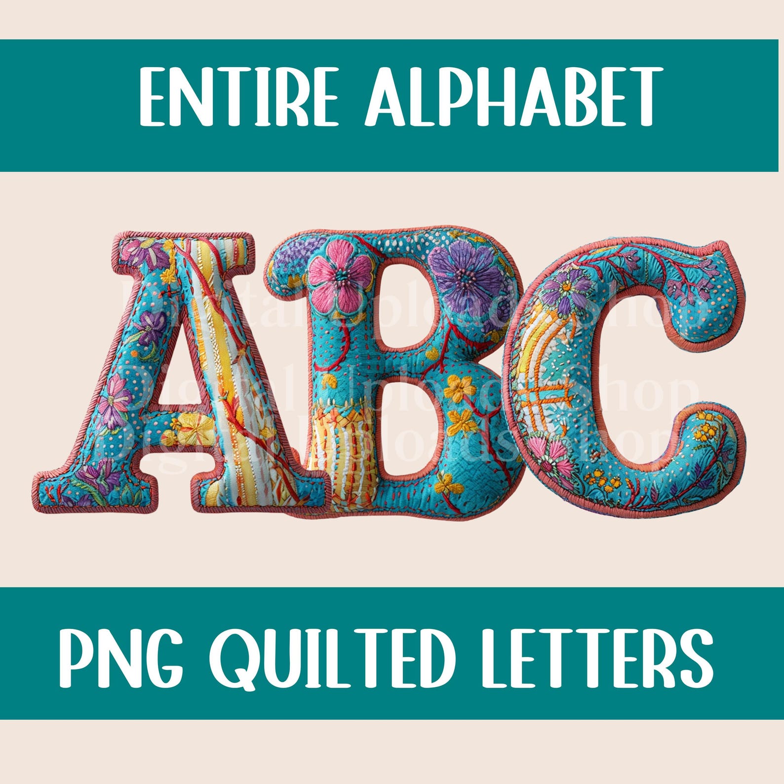 Trendy Alphabet Letter Png, Quilted Look Alphabet PNG, Grand Millennial ...
