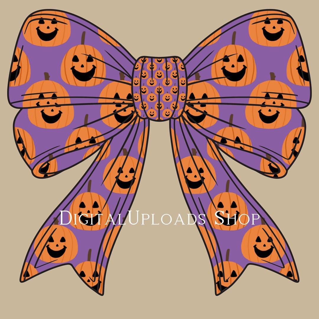 Halloween Coquette Bow PNG Pumpkin Bow Digital Sublimation Design Cute ...