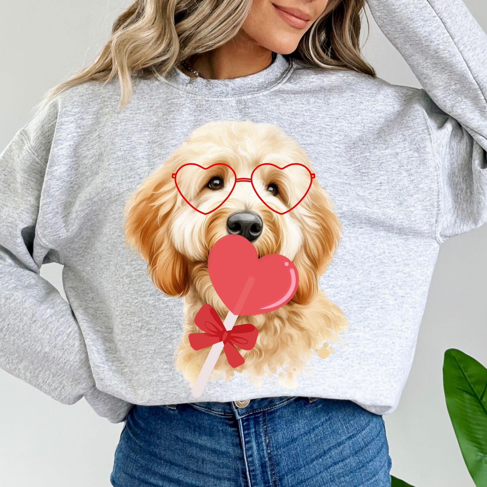 Goldendoodle Valentine PNG, Doodle Mom Valentine Gift, Pink Lollipop ...