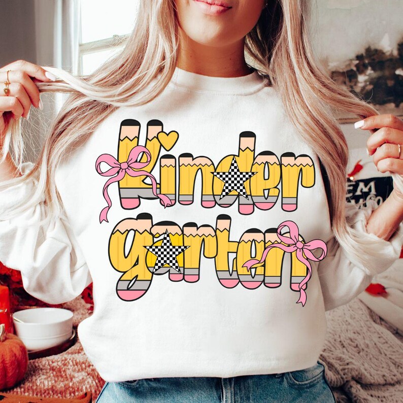 Preppy Kindergarten Png, Back to School PNG | Trendy Teacher Shirt ...