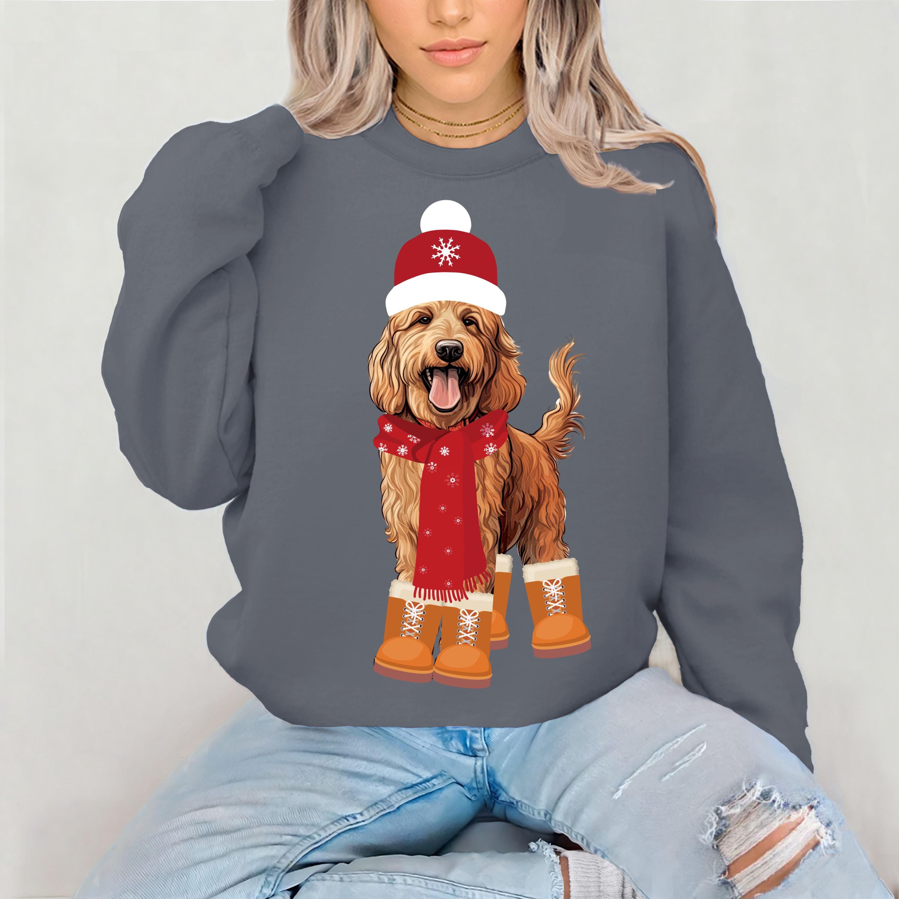 Golden Doodle Dog, Christmas Dog Clipart, Holiday Pet Design ...