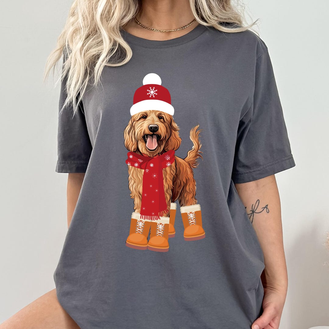 Golden Doodle Dog, Christmas Dog Clipart, Holiday Pet Design ...