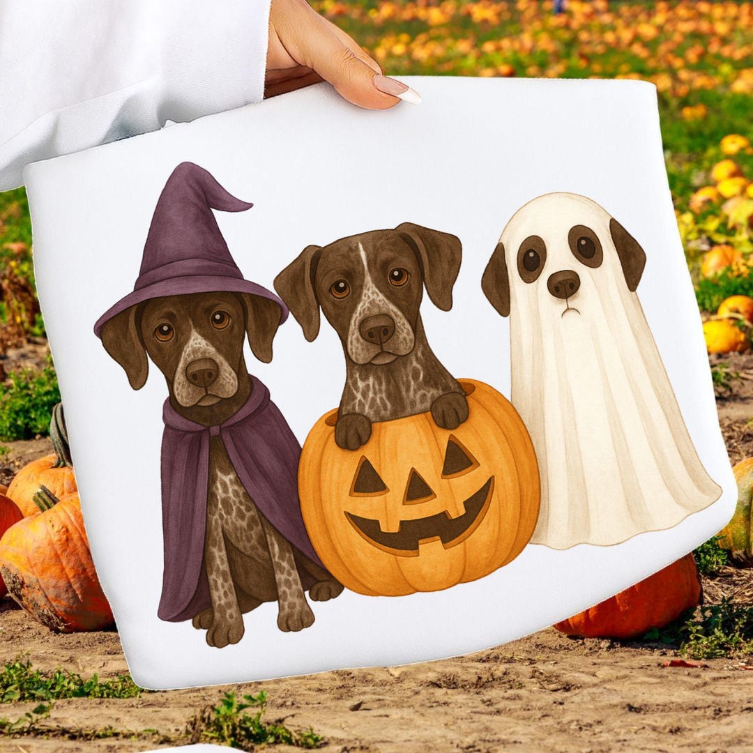 2 Shorthaired Pointer Shirt Designs, Spooky Vibes Dog Lover Png. GSP ...