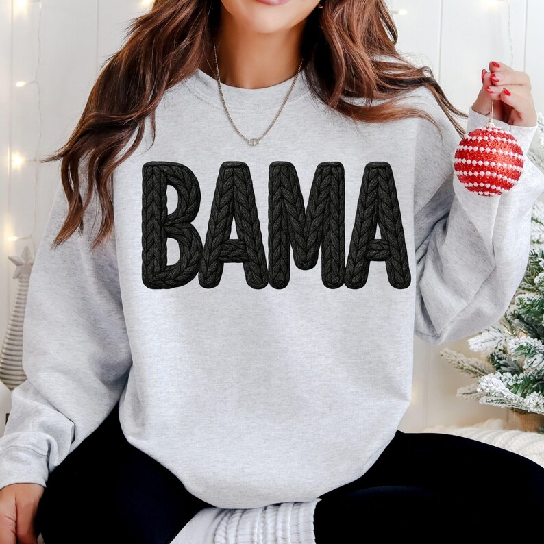 Grandma Bama Png, Trendy Latch Hook Black Yarn Faux Style Cozy Knitted ...