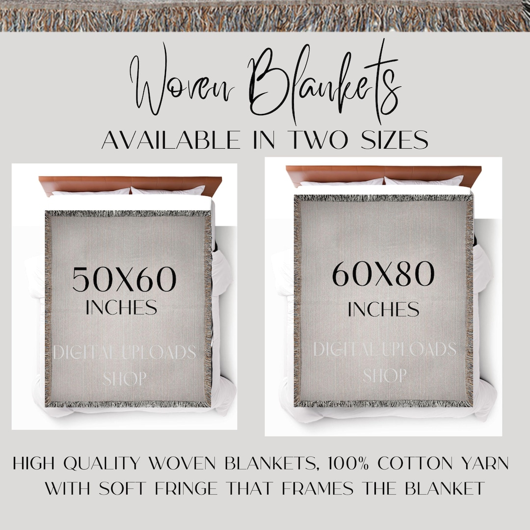 Woven Blanket Size Chart, Woven Blanket 50x60 Mockup, Woven 60x80 ...