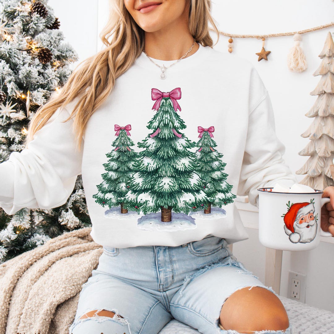 Coquette Bow Snowy Christmas Tree Png, Pink Christmas Bow Pine Tree ...