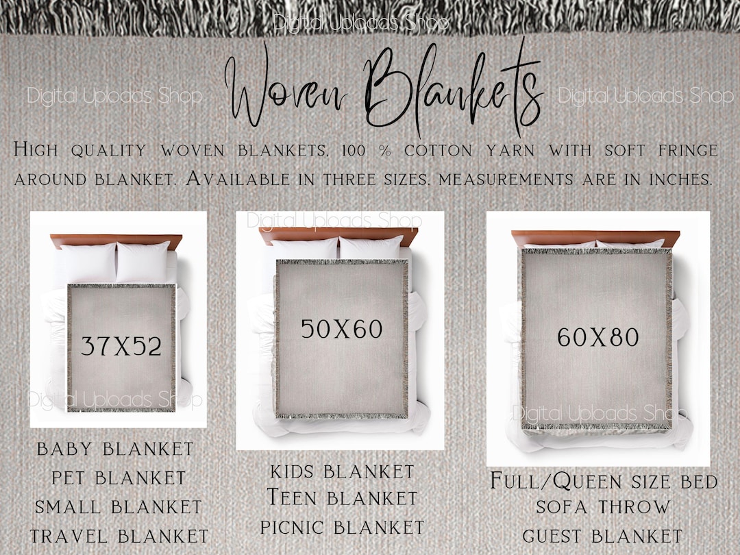 Blanket Size Chart, Throw Blanket Chart, Kids Blanket Size Guide, Boho ...