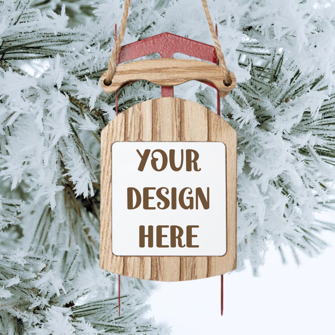New Ornament Sled Mockup Digital File, Christmas Sled Tree Ornament PNG ...