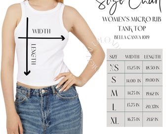 Tank Size Chart I Bella Canvas 1019 Size Chart I Size Chart | Women's ...