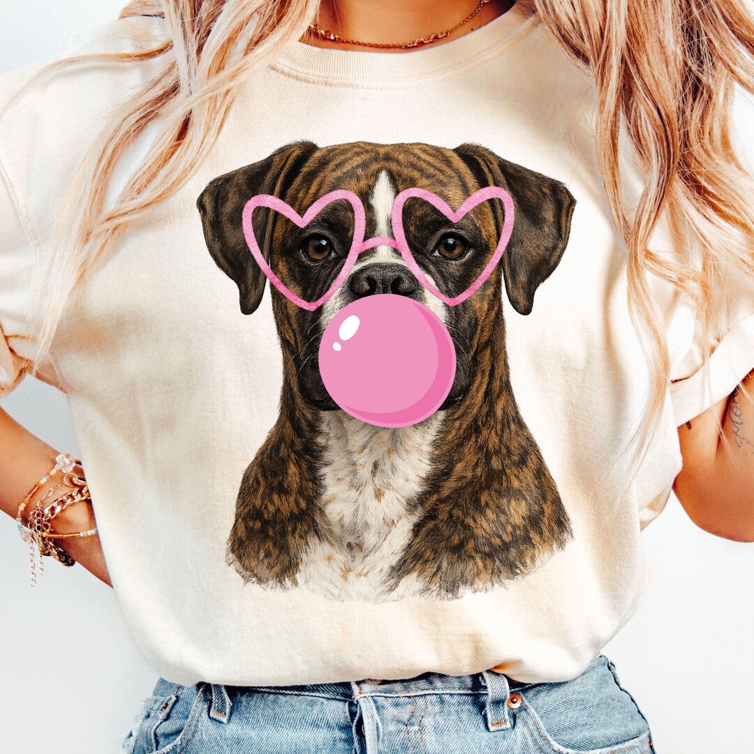 Brindle Boxer Dog Png Valentine Gift for Dog Mom, Dog Blowing Bubble ...