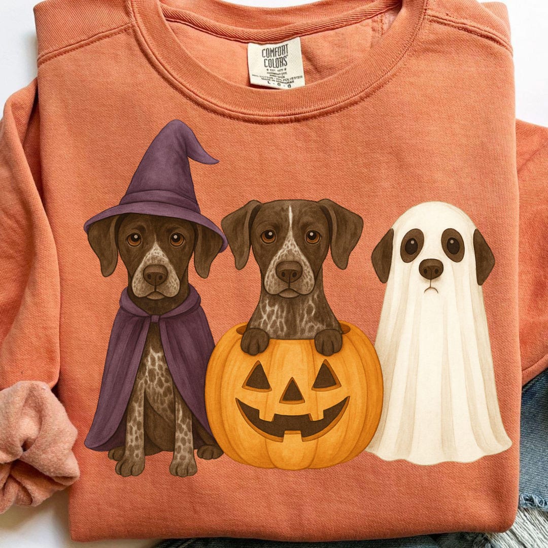 Shorthaired Pointer Shirt Design, Spooky Vibes Dog Lover Png. GSP Dog ...