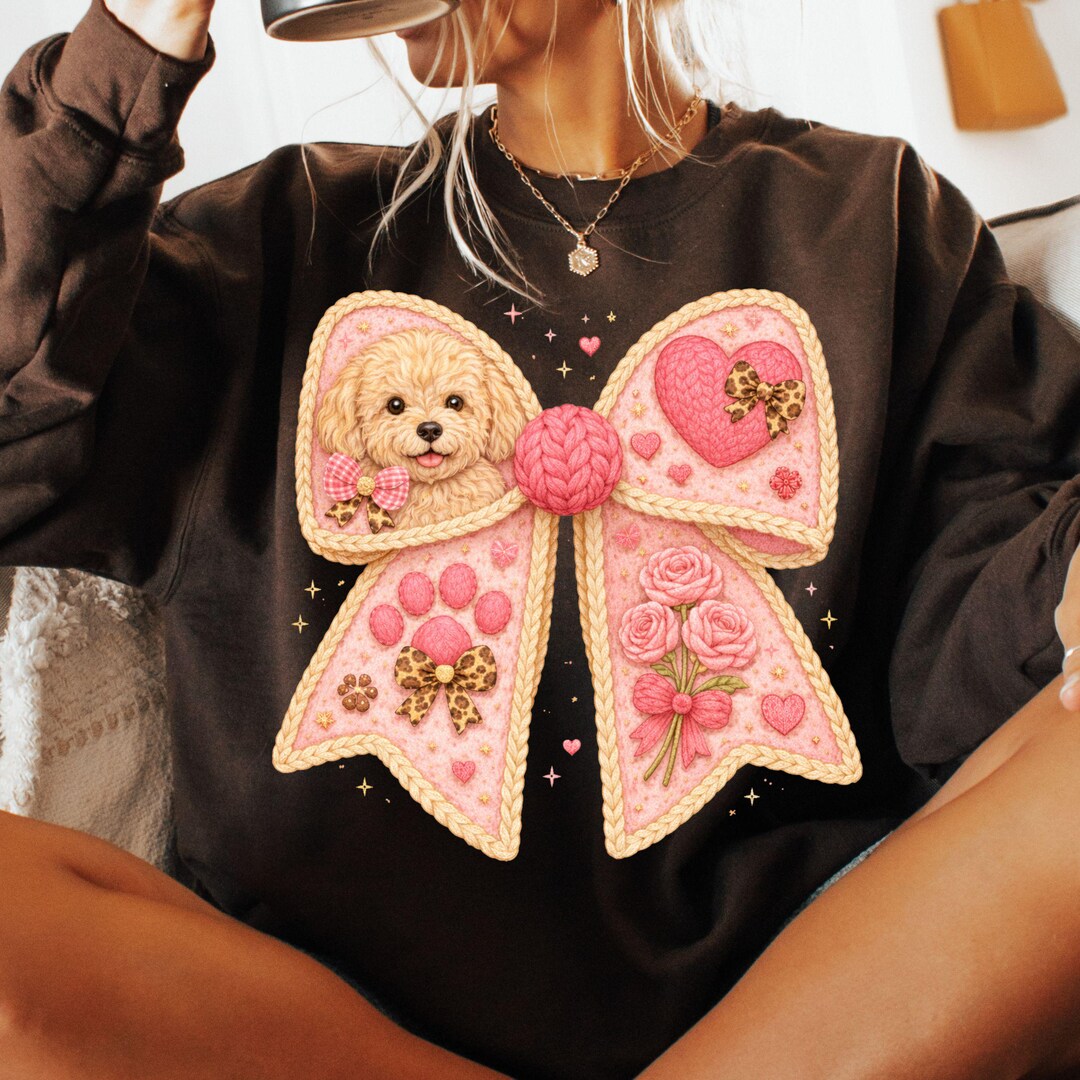 Goldendoodle Valentine Coquette Bow Png, Latch Hook Valentines Day ...