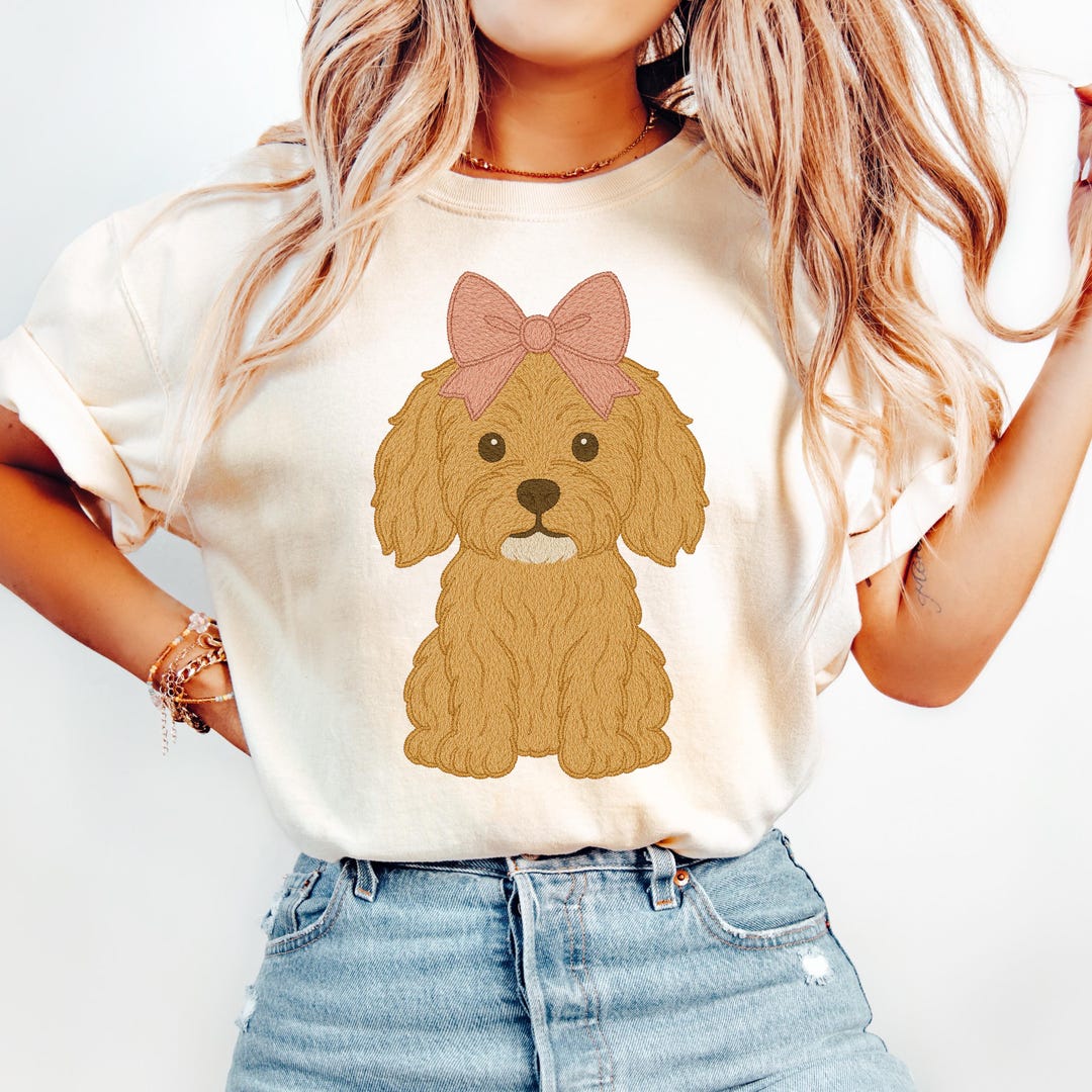 Cavapoo Embroidered Png Clipart, Faux Embroidery Cavapoo Design ...