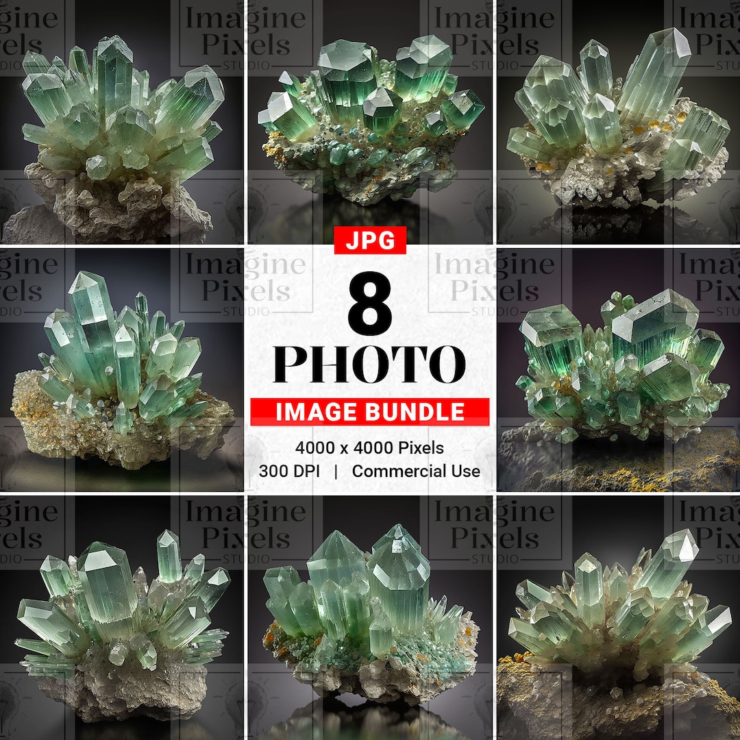 High-resolution Macro Photo of Green Crystal Cluster – Natural Raw ...