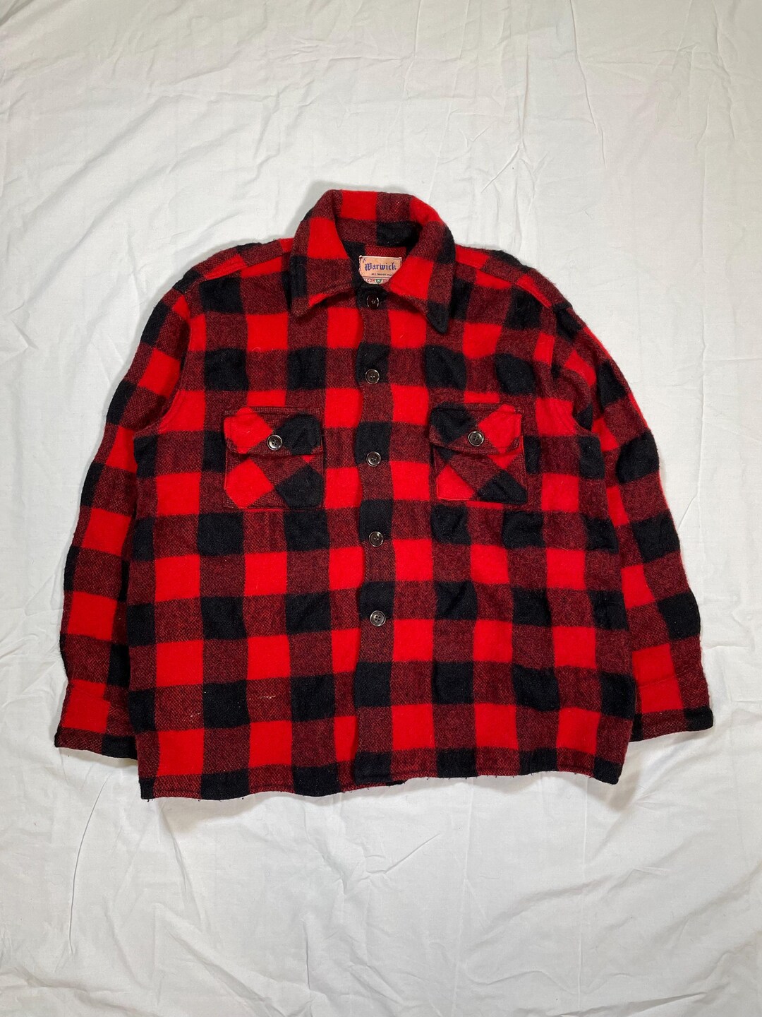 True Vintage 1940's/1950's Falcon Brand Buffalo Check Plaid Wool Jacket ...