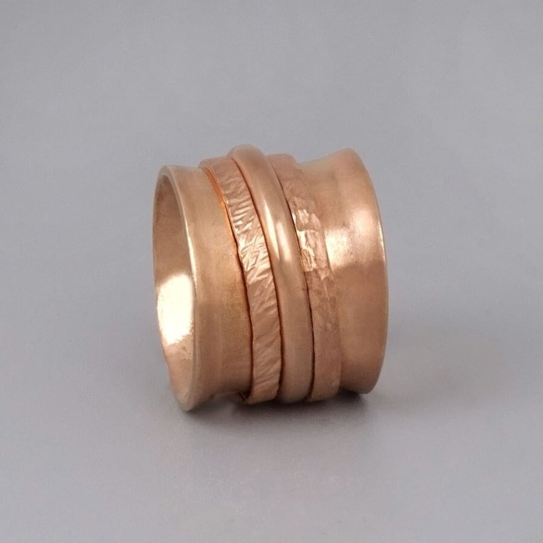 Rose Gold Spinner Ring, Rose Gold Ring, Fidget Ring, Wide Ring, Chunky ...