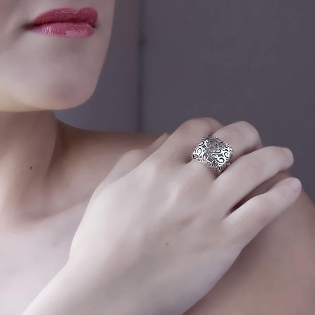 Chunky Silver Ring Unique Sterling Silver Ring Boho Ring - Etsy