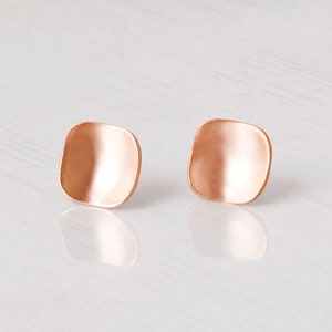 Gold Square Stud Earrings Golden Earrings Large Stud - Etsy