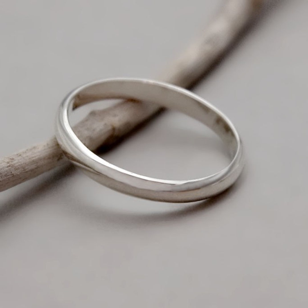 Sterling Silver Wedding Band, Simple Silver Mens Ring, Women Band Ring ...