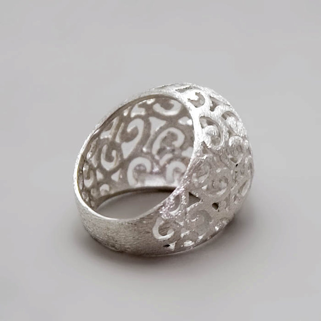 Sterling Silver Filigree Ring, Moroccan Ring, Ring for Women, Large ...