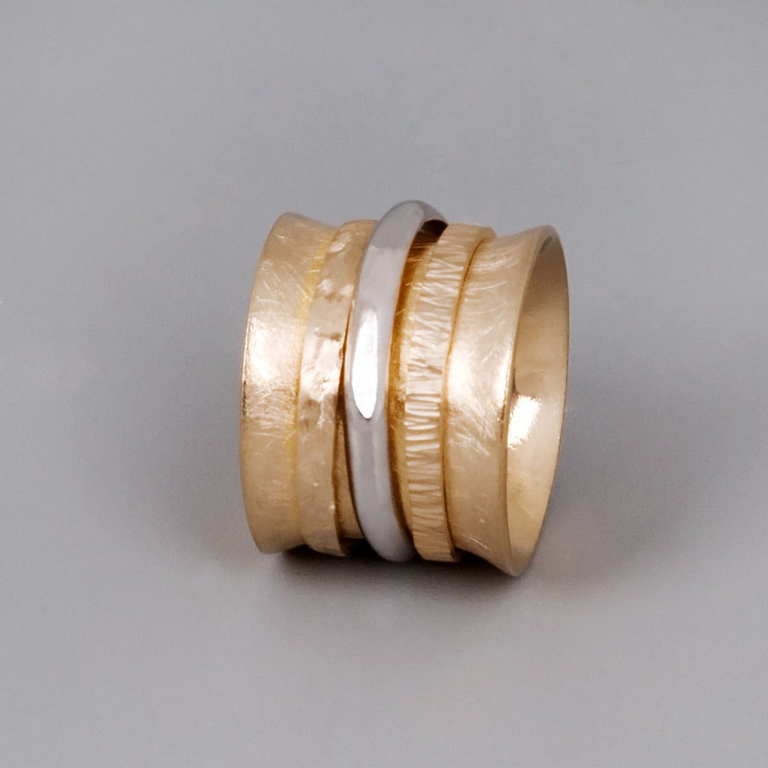 Spinner Ring Gold and Silver Ring Mixed Metal Ring Boho - Etsy