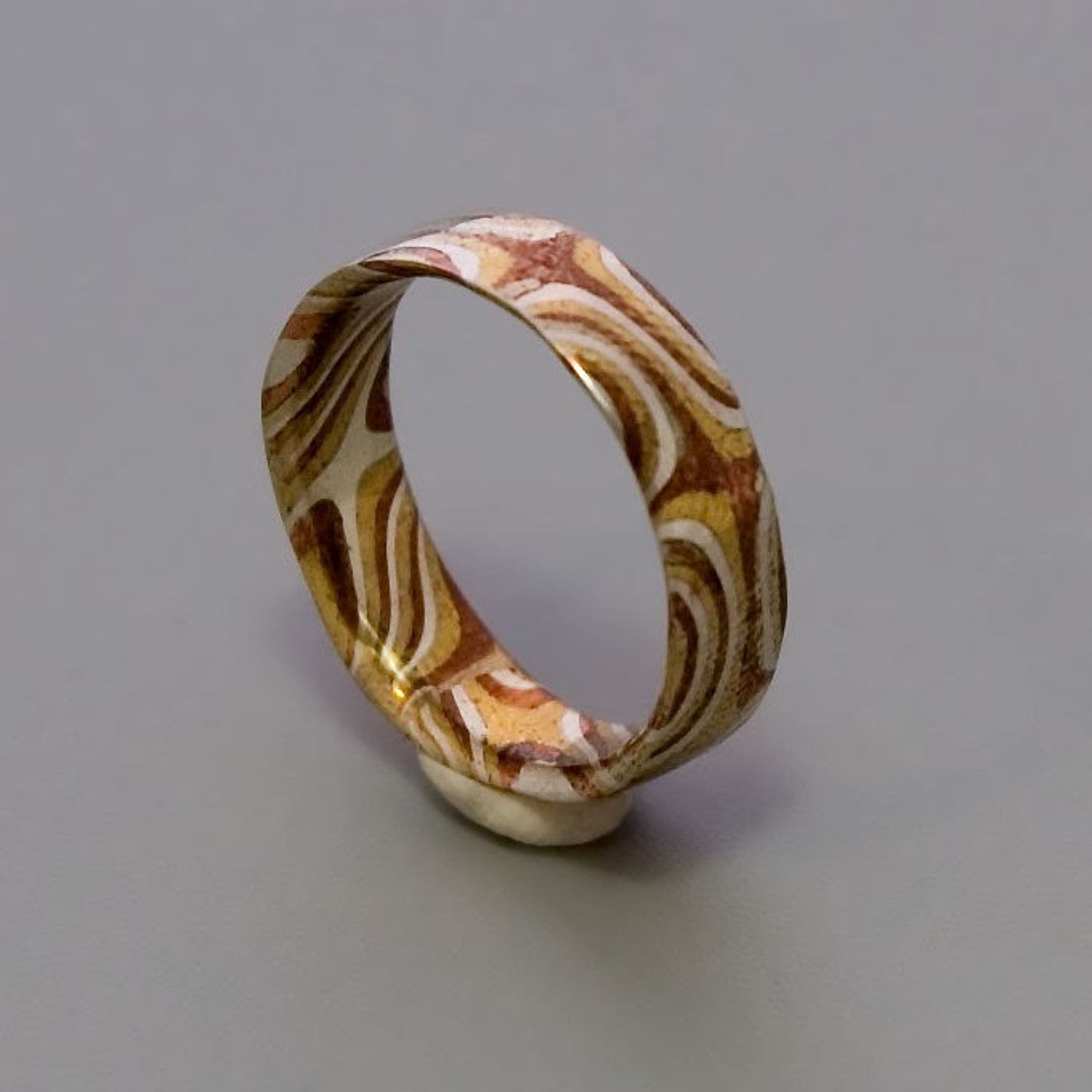 Mokume Gane Ring Mens Mokume Band Womens Mokume Ring Wood - Etsy