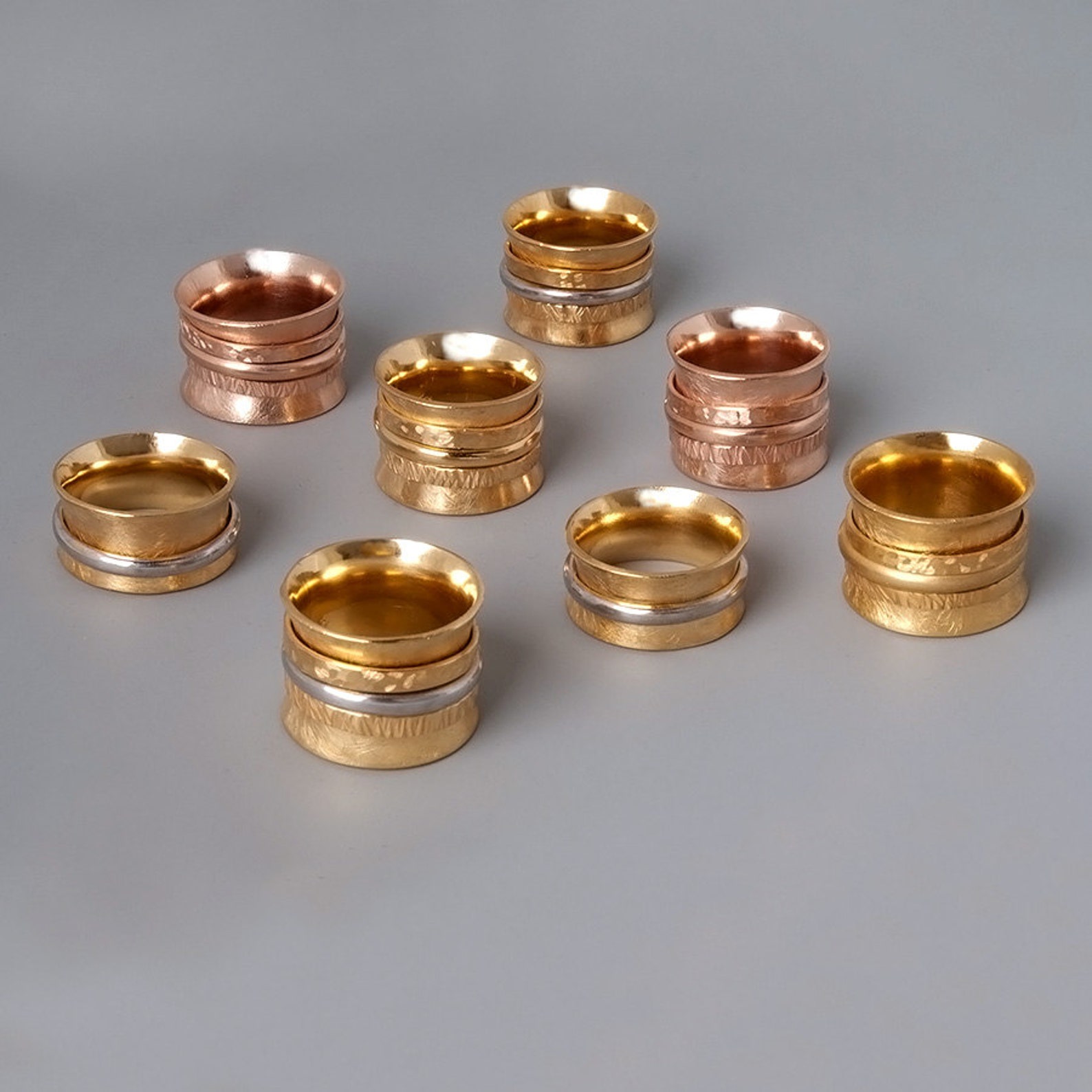 Mixed Metal Ring Meditation Ring Silver Gold Spinner Ring - Etsy