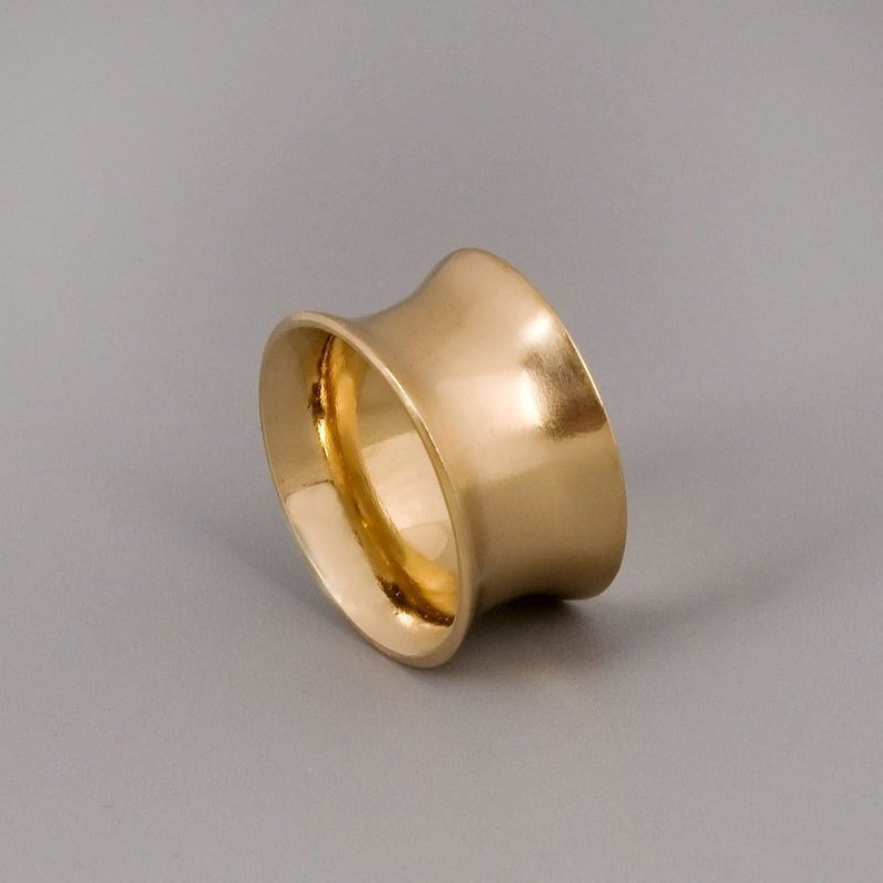Wide Gold Ring Women Gold Ring Tube Ring Unique Wedding | Etsy