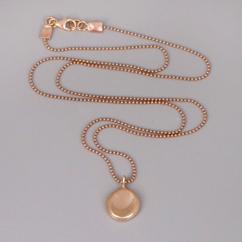 14k Rose Gold Pebble Necklace Solid Gold Necklace Red Gold - Etsy