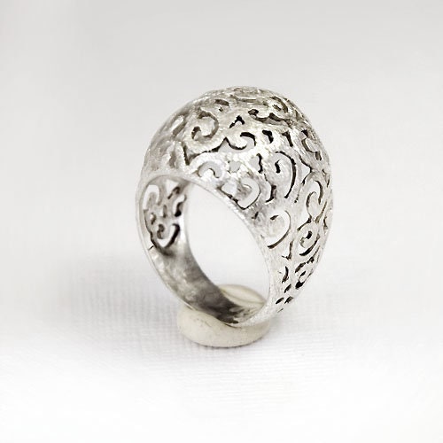 Large Celtic Ring Sterling Silver Filigree Ring Silver Lace | Etsy