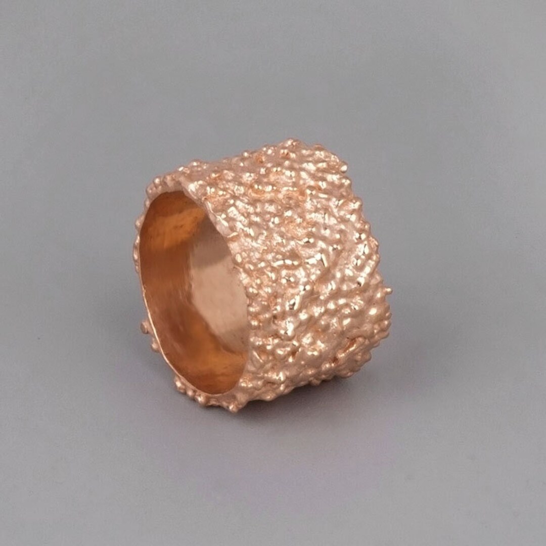 Rose Gold Band Ring, Wide Band Ring, Gold Womens Ring, Chunky Boho Ring ...