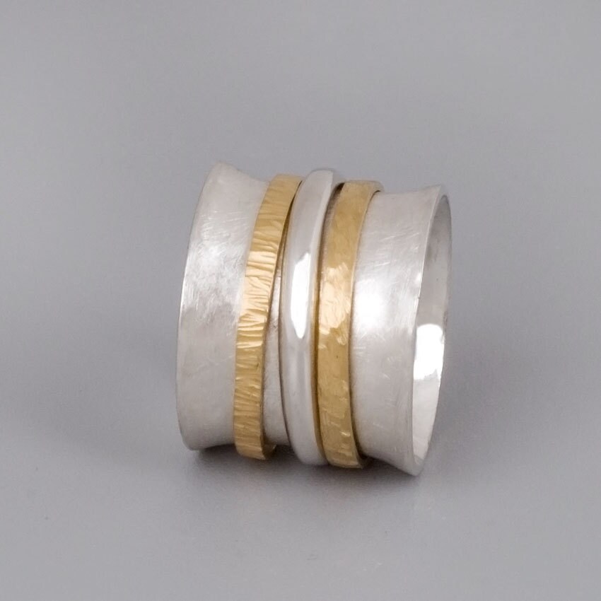 Spinner Ring Gold and Silver Ring Mixed Metal Ring Boho - Etsy