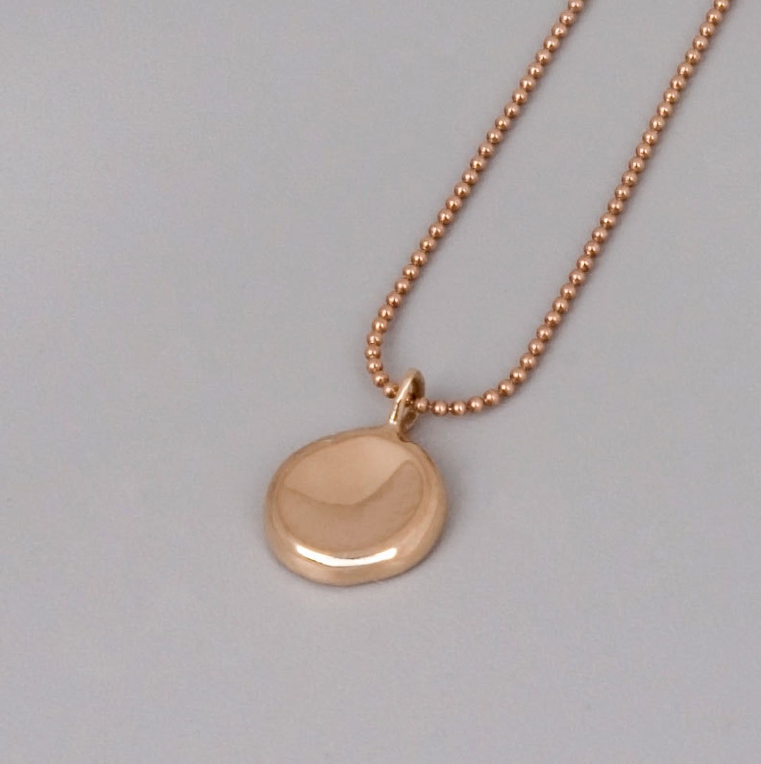 14k Rose Gold Pebble Necklace, Solid Gold Necklace, Red Gold Jewelry ...