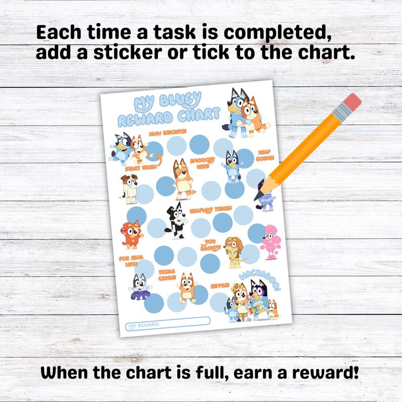 Bluey Reward Chart | Printable Reward Chart | Kids Routine Chart ...