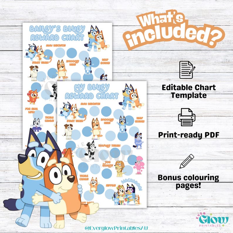Bluey Reward Chart | Printable Reward Chart | Kids Routine Chart ...