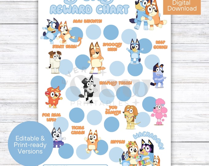 Bluey Reward Chart A4 Digital Download, Print at Home. - Etsy Canada