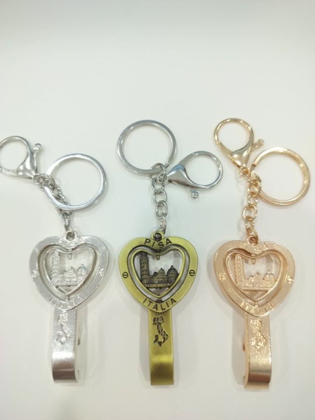 Leaning Tower of Pisa Keychain, Souvenir Italy Keyring, Heart-shaped ...