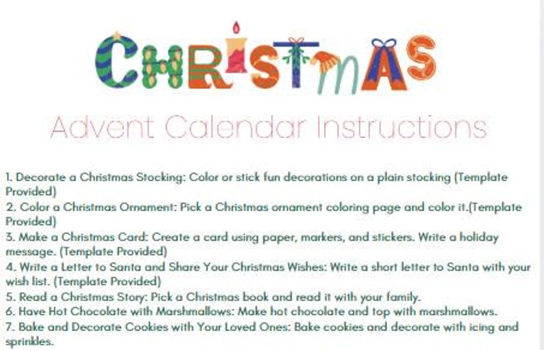 Christmas Advent Calendar for Kids - Etsy