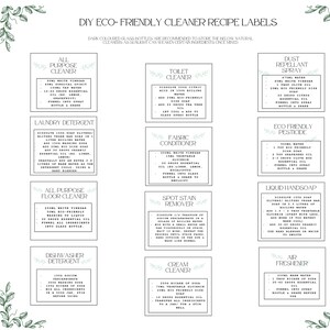 Eco-friendly DIY Cleaning Recipes Bundle: Natural Cleaners Recipe Sheet ...