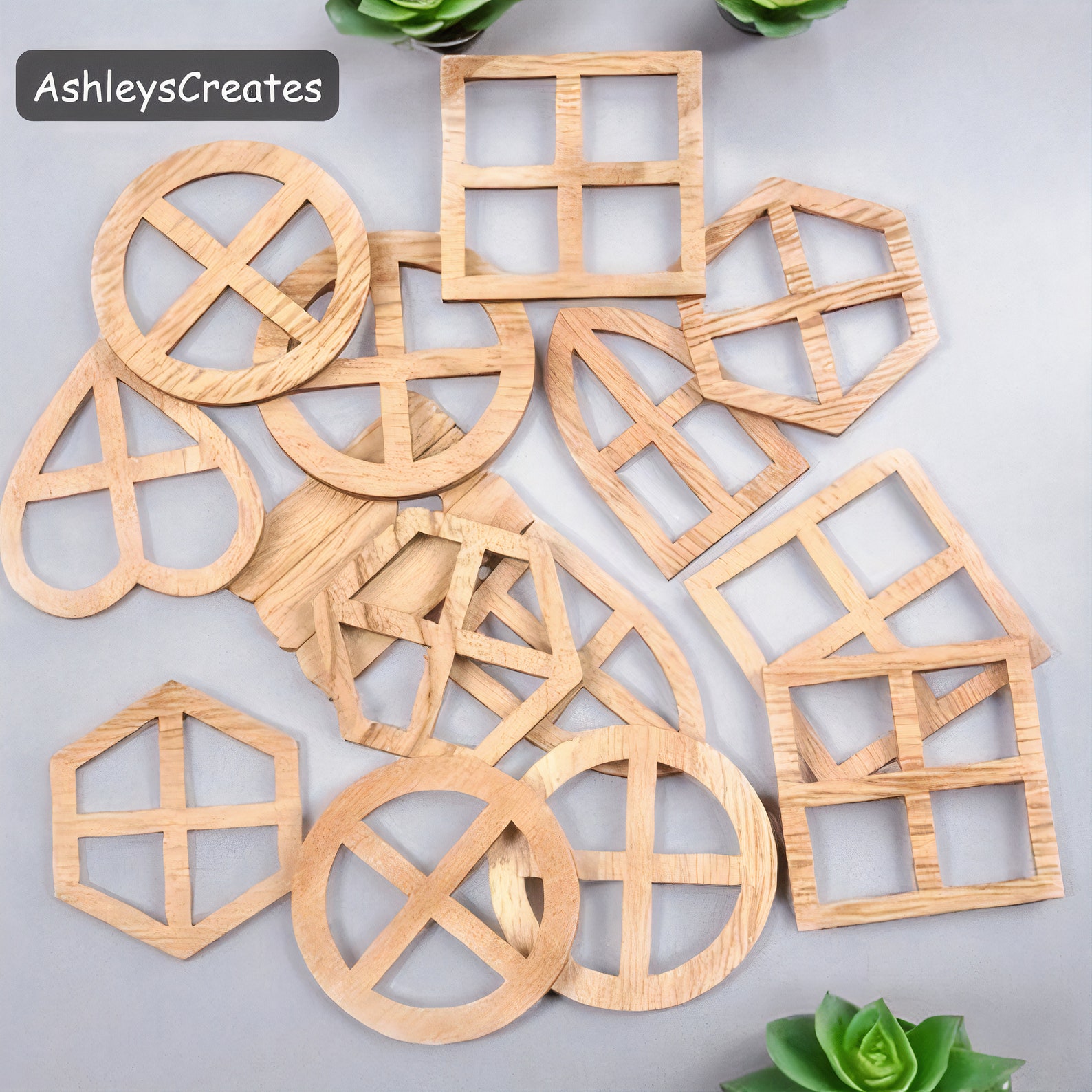 25pcs 30-45mm Wooden Window Frames DIY Wooden Windows for Crafts ...