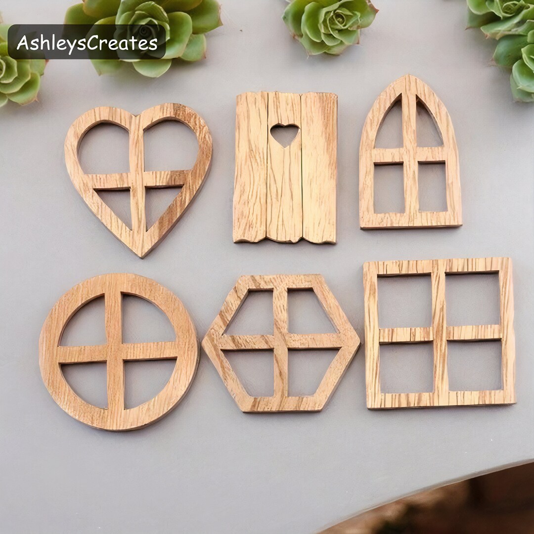 25pcs 30-45mm Wooden Window Frames DIY Wooden Windows for Crafts ...