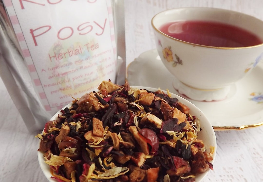 Rosy Posy Herbal Tea: Strawberry Lemon Caffeine-free Blend - Etsy