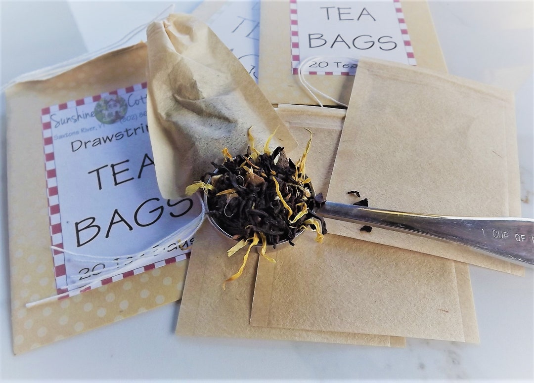 Unbleached Cotton Paper Tea Bags: Single Use Drawstring DIY - Etsy