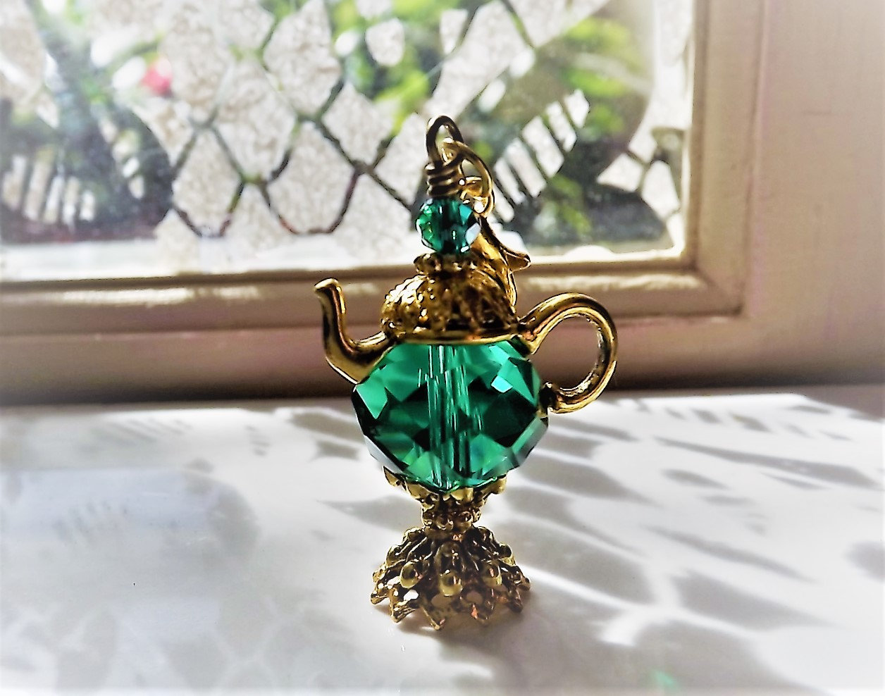 Green Crystal Tea Pot Charms Tea Cup Charms Tea Lovers Gift | Etsy