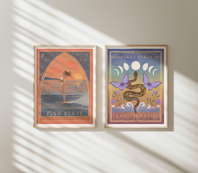 Snake Butterfly Art Print - Transformation, Boho Mystical Decor - Etsy