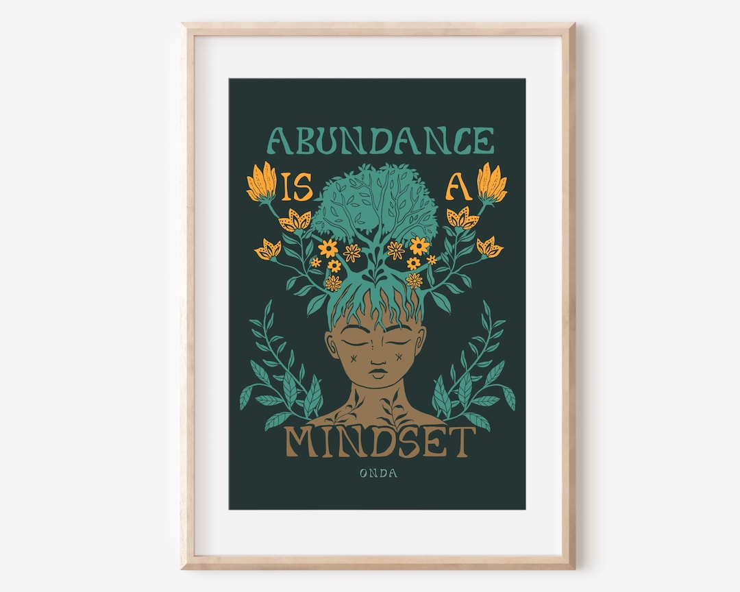 ABUNDANCE is a MINDSET - Fine Art Print Poster Boho Vintage Hippie Wall ...