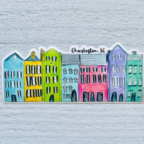 Rainbow Row Charleston South Carolina Watercolor Painting - Etsy